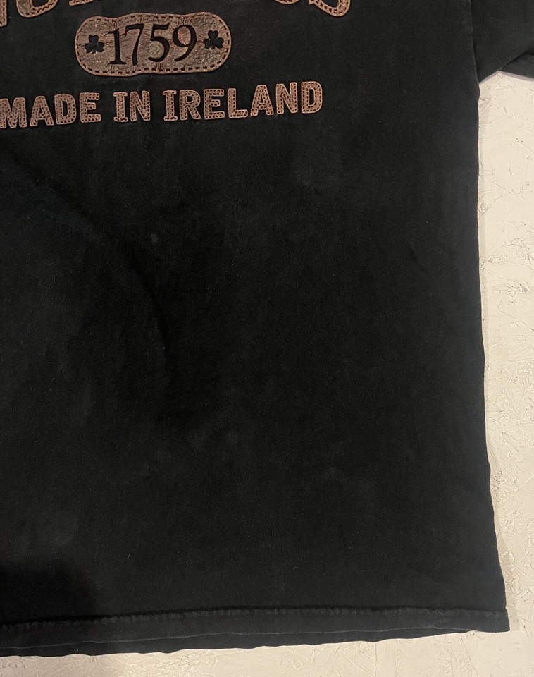 Vintage Guinness 1759 Men’s L Black Fade Leather Logo Ireland Beer T ...