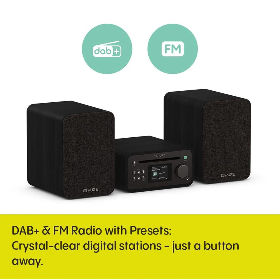 Pure Classic Stereo Mini DAB+ FM Radio BT CD Player Micro Stereo System ...