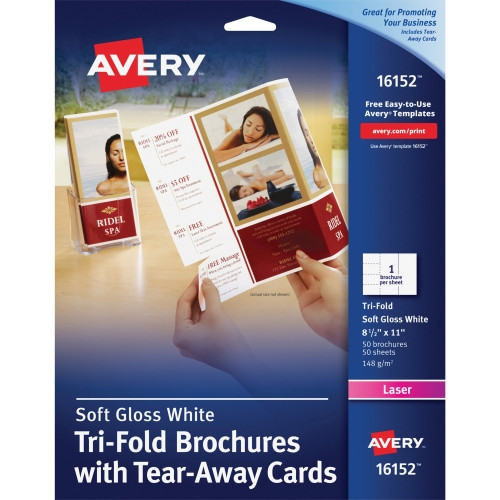 Avery Tri-Fold Brochure with Tear-Away Cards, 8.5 x 11, Soft Gloss ...