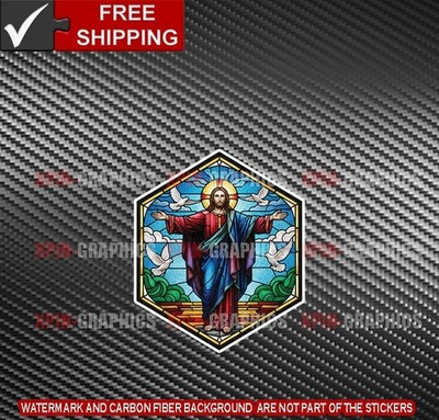 Jesus Faux Stained Glass Vinyl Decal Sticker Lord Christianity Christ D ...