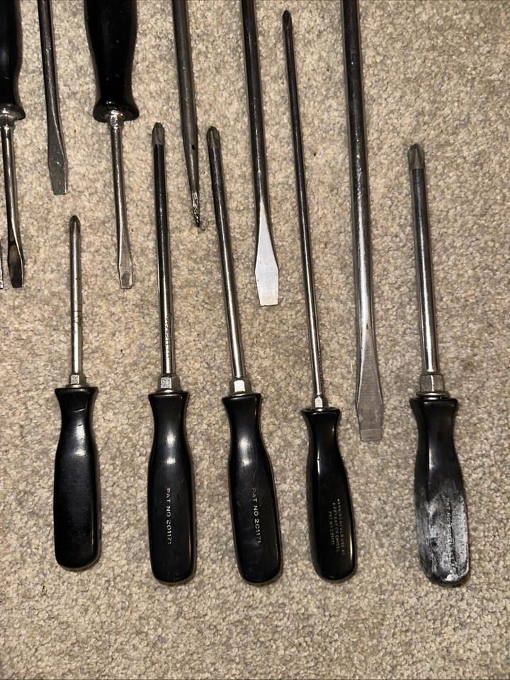 14pc Snap On Black Handle Screw Driver Set Mechanics Tool Box Clean Out ...