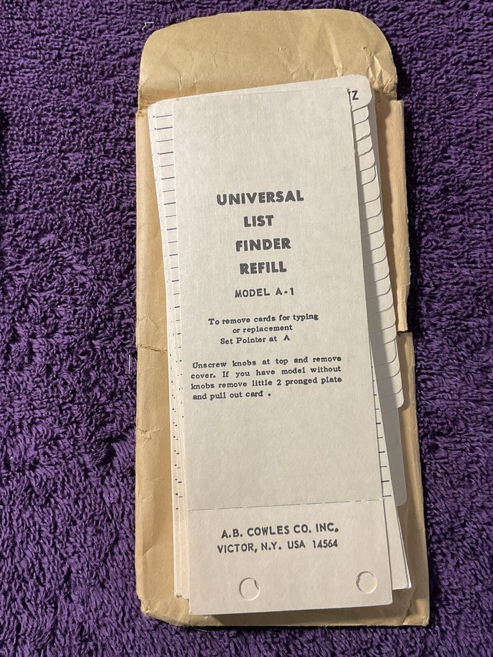 Vintage Bates Desk Top Pop-Up File List Finder With ABCO Unused Refill ...