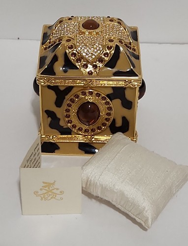 Wendy Reed Leopard Print Trinket Box Swarovski Crystal 14k Gold Finish ...