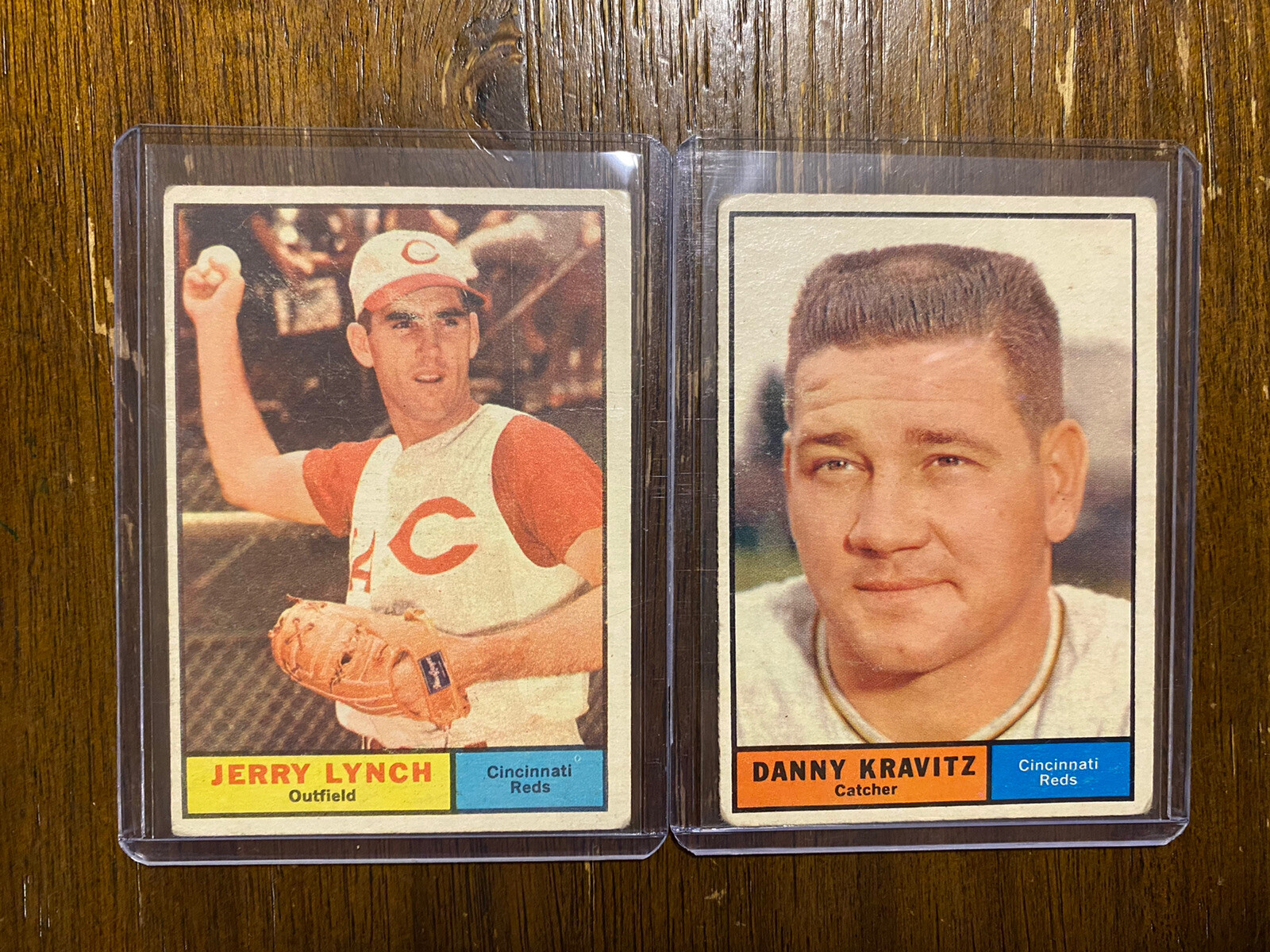 1961 topps jerry lynch danny kravitz vintage baseball cards cincinnati ...