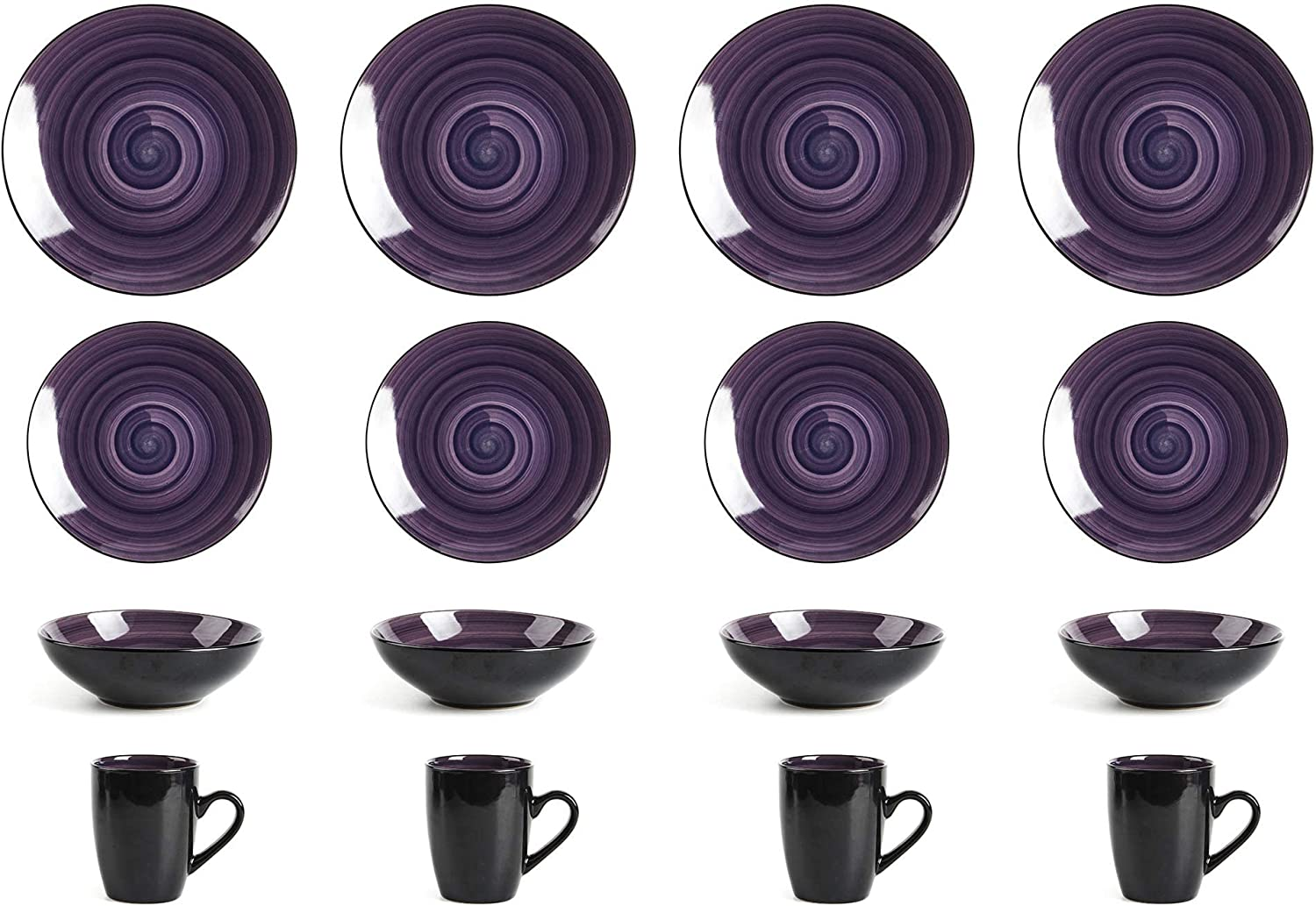, Stoneware Sonoma 16Pc Dinnerware Set, Black + Speckled Spin Wash ...