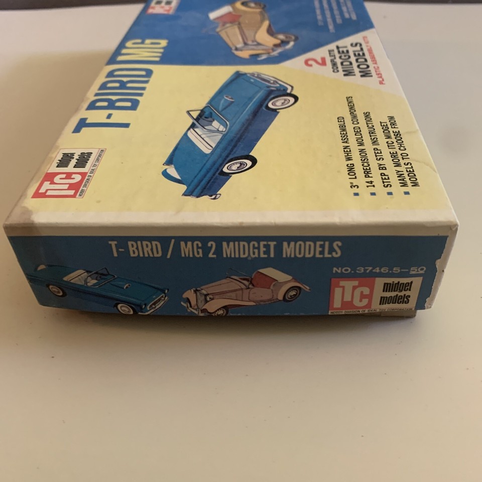 Vintage 1962 ITC midget Models T-Bird & MG 2 Complete Midget Model Kits ...