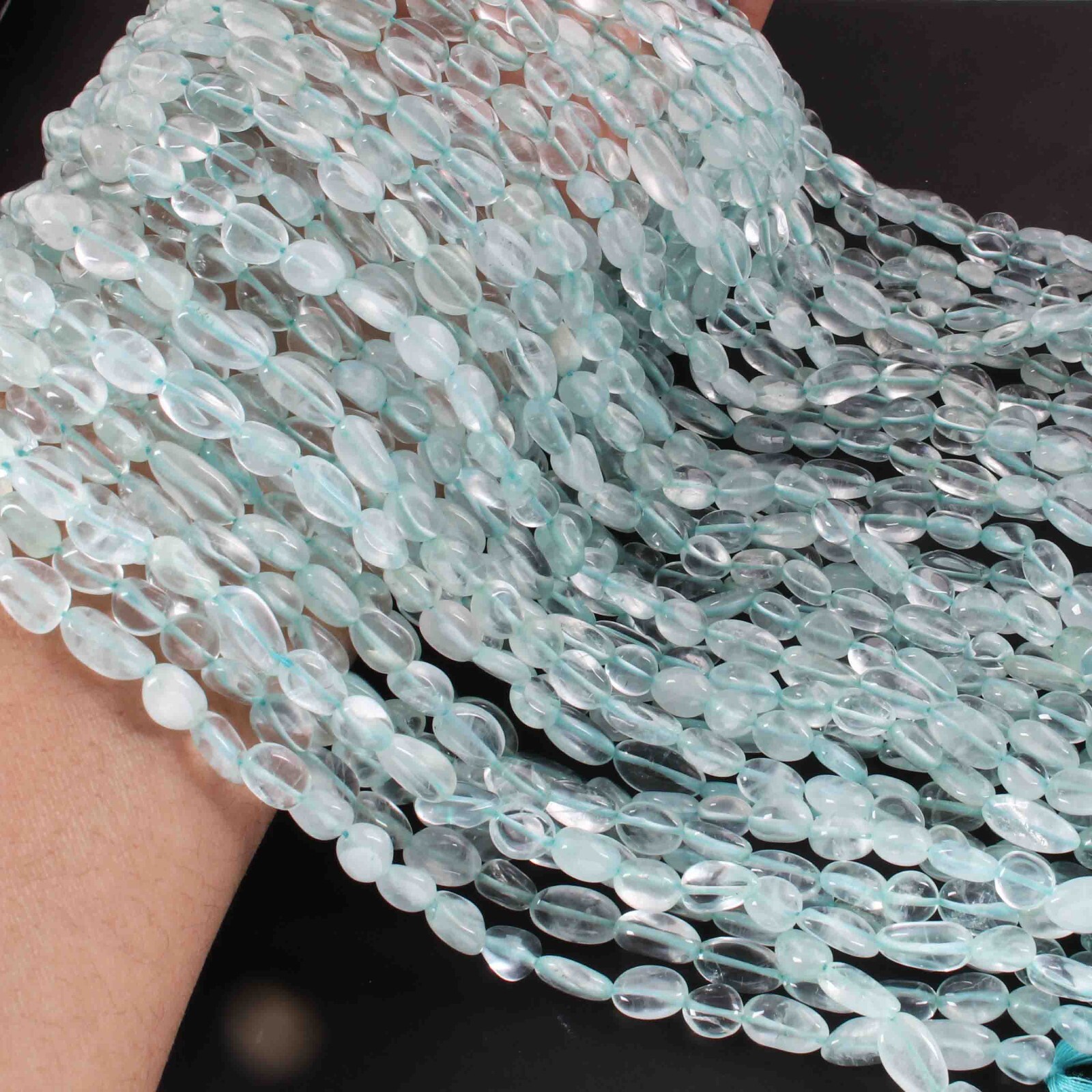 1 Strand Aquamarine Smooth Briolettes - Oval Shape Briolettes - 5mmx5mm ...