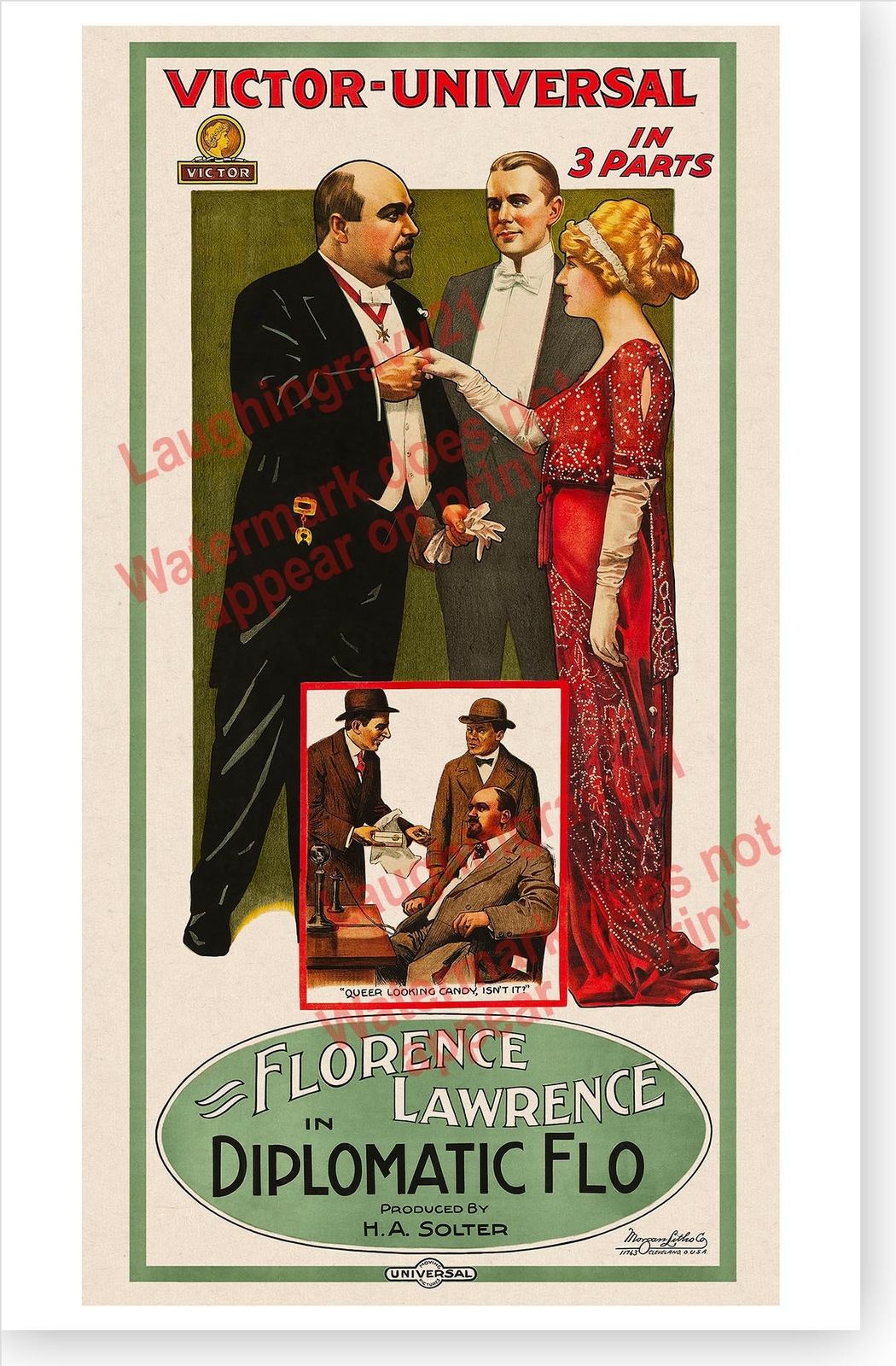 Diplomatic Flo 1914 Florence Lawrence Retro Silent Movie Poster | eBay UK