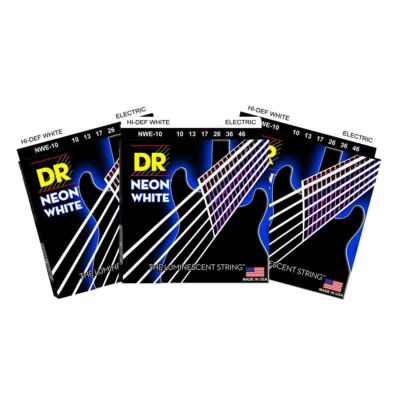 3 Sets DR NWE-10 Neon White Medium 10-46 Electric Guitar Strings | eBay