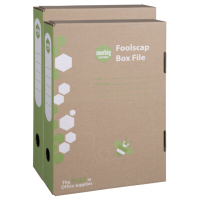 2PK Marbig Secure Fitting Foolscap File 80mm Kraft Box Document Storage ...