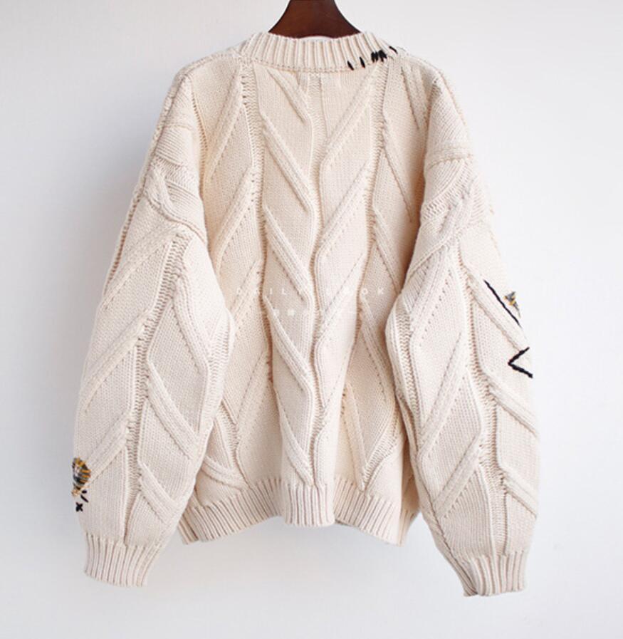 Women's Cotton Knitted Sweater Jacket Fashion Warm Cardigan Button Coat ...