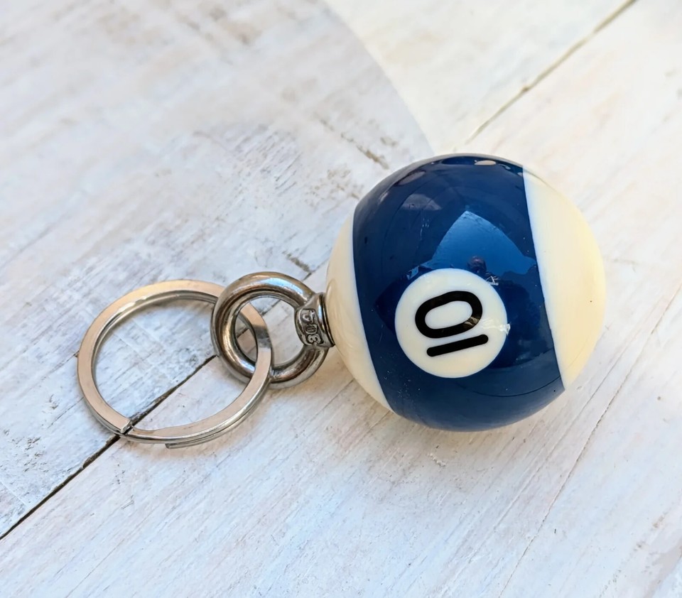 Mini POOL BALL Key Ring - 3 SIZES - Bag Charm , Fob , Key Chain , Dad ...