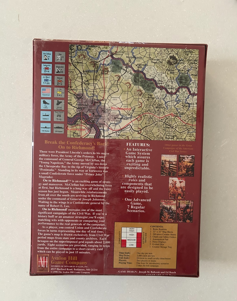 On To Richmond! The Peninsula Campaign April - July 1862 Avalon Hill ...