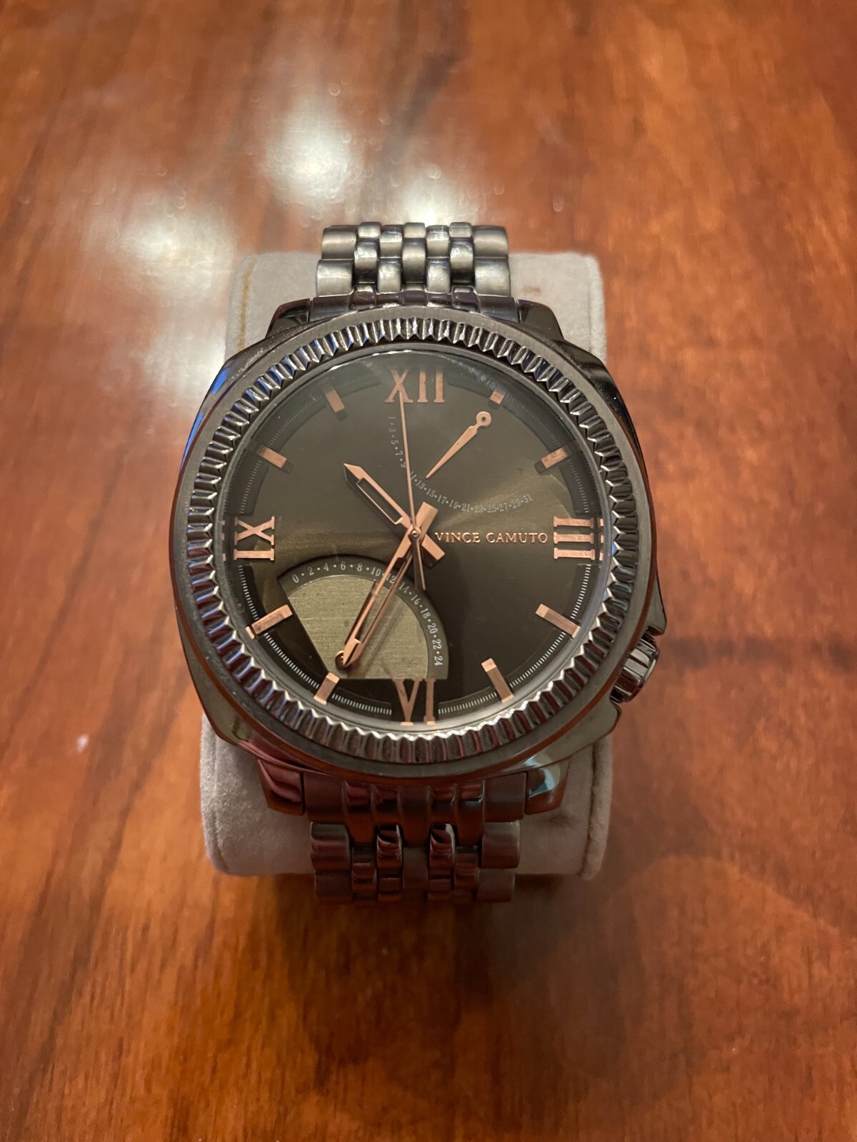 Vince Camuto The Veteran Blue Dial Multi Function Silver Tone Watch Vc ...