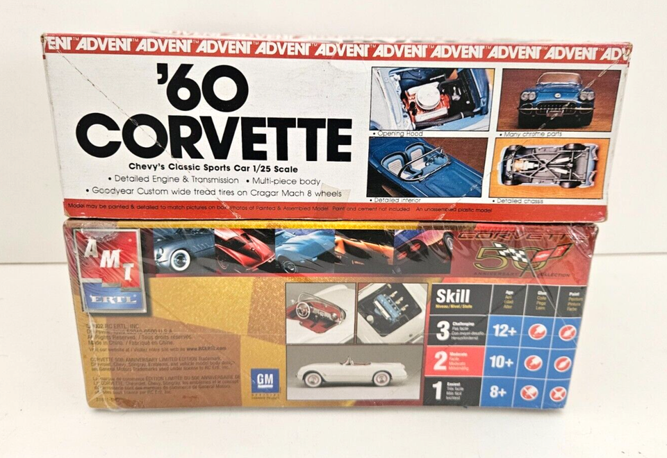 2X LOT 1/25 ADVENT '60 CORVETTE #3104 + AMT ERTL 1953 CORVETTE #31811 ...