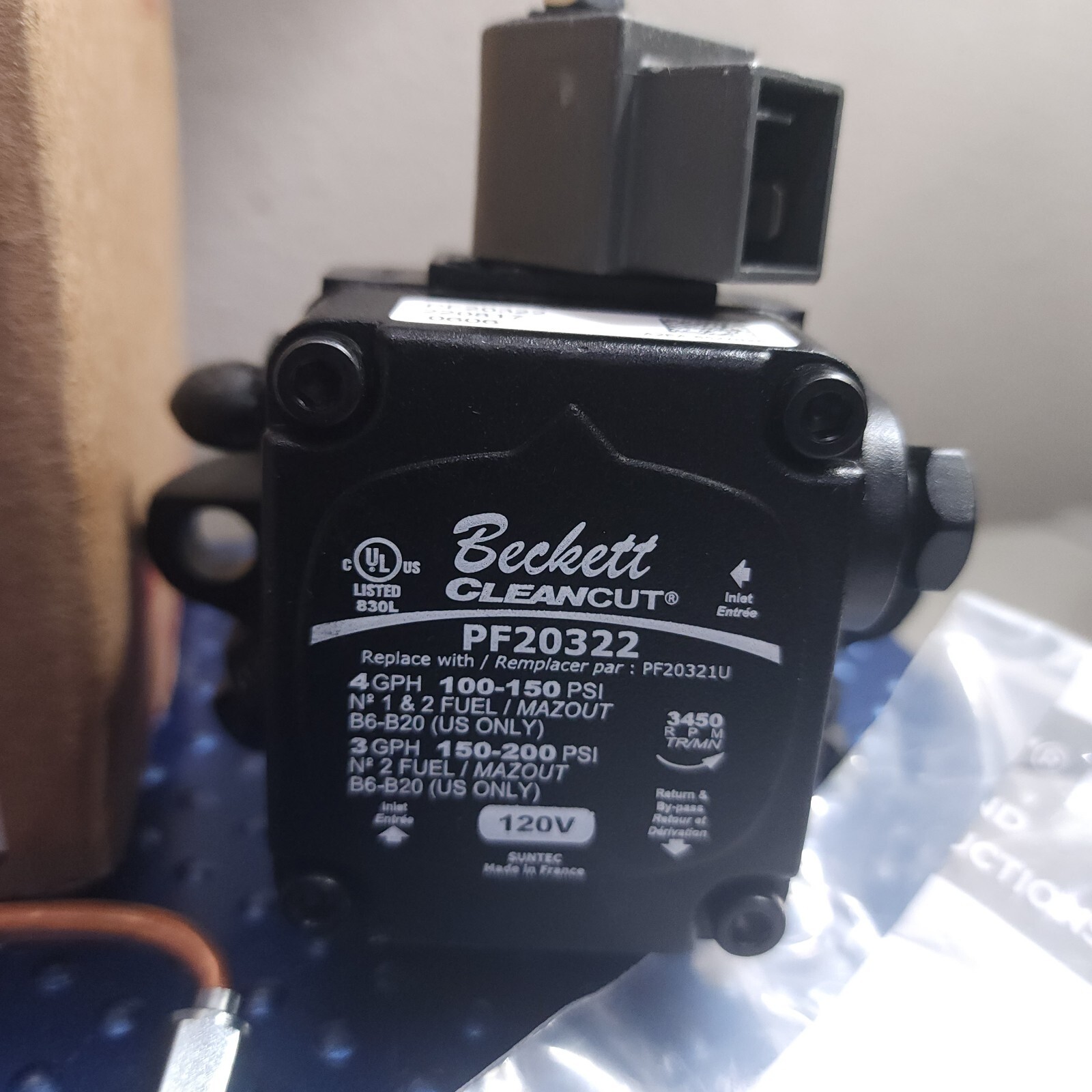 Beckett+PF10322U+21844U+A2EA-6527+Oil+Burner+Cleancut+Pump+120V for ...