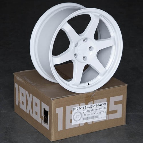 4 9SIX9 SIX-1 18x8.5 5x114.3 +35 GLOSS WHITE WHEELS JDM STYLE CONCAVE 6 ...