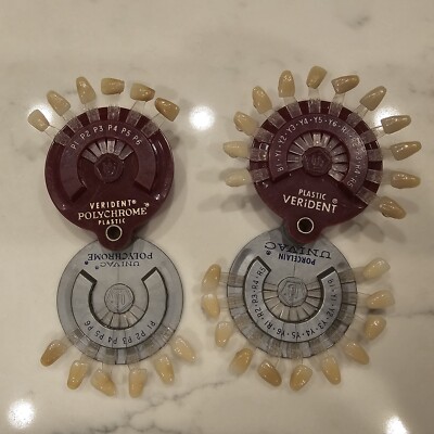 Lot 2 Plastic Verident Univac Polychrome Plastic Teeth Shade Guide ...