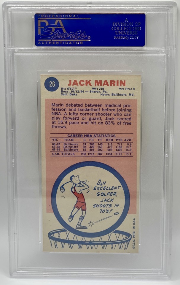 Jack Marin 1969 Topps #26 PSA 6 | eBay