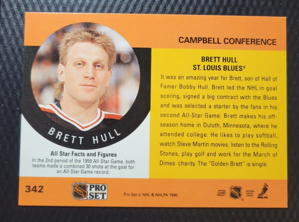 1990-91 Pro Set BRETT HULL St. Louis Blues CAMPBELL CONFERENCE ALL-STAR ...
