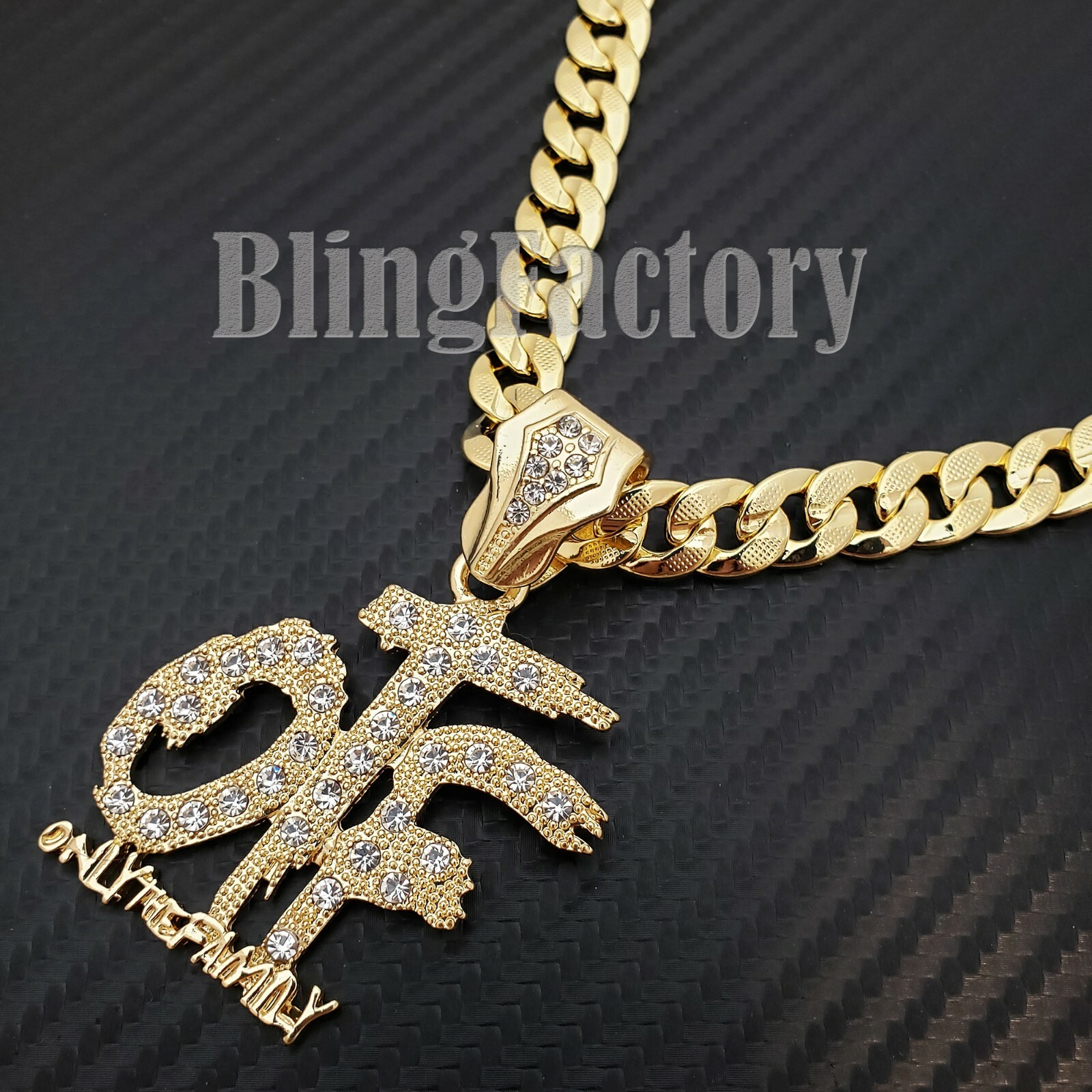 Hip Hop Only the Family OTF Pendant & 10mm 24" Miami Cuban Chain Bling ...