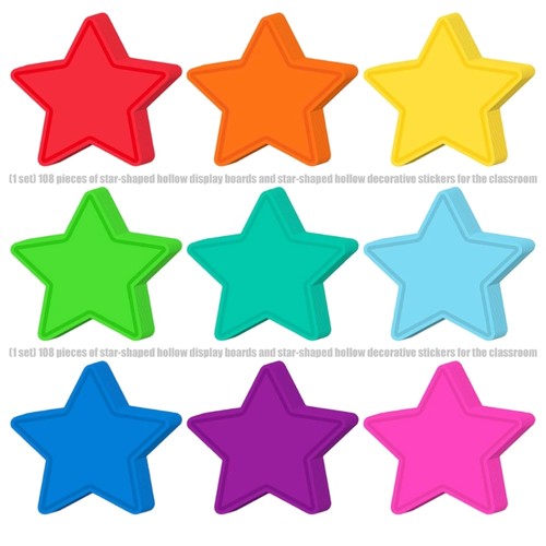108Pcs Colorful Star Cutouts 3.5Inch for Bulletin Board Classroom Wall ...