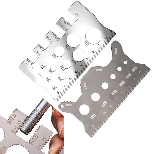 Metric Screw Thread Pitch Gauge Ruler Set of 2 for Measuring Bolts and ...