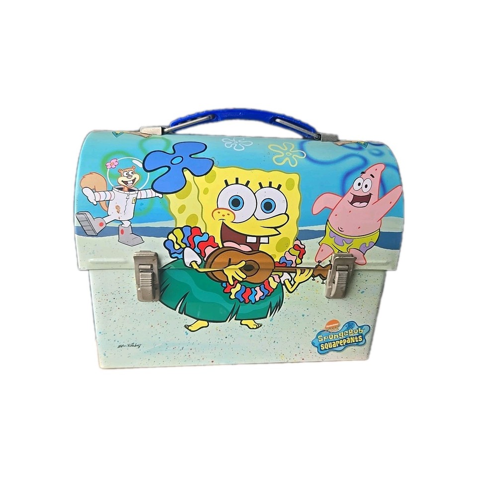 2002 Viacom Nickelodeon SpongeBob SquarePants Domed Lunch Box Tin The ...