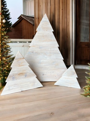 Porch Wooden Christmas Trees with Translucent White Stain | eBay