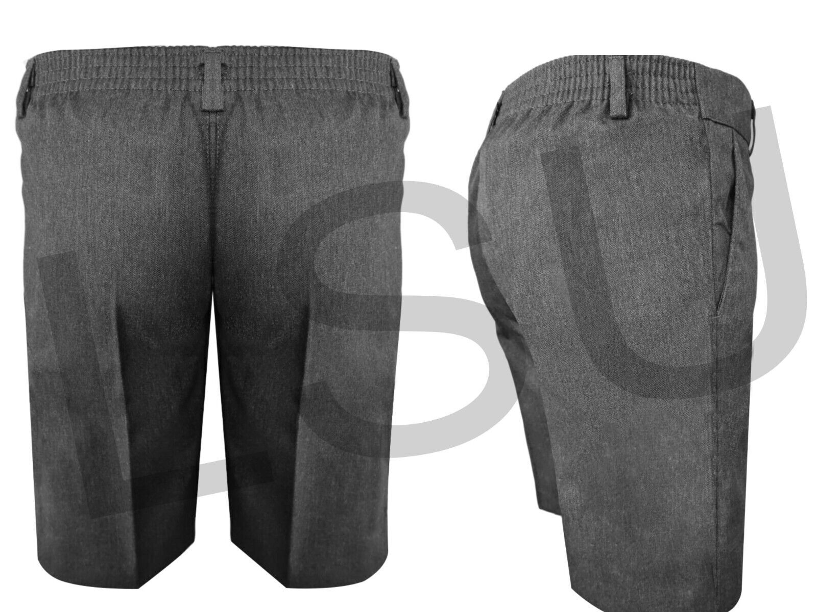 Boys School Shorts Plus / Regular / Slim Fit Black Grey Pull Up Shorts ...