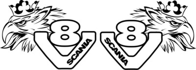 2 pcs inverted set SCANIA eagles V8 Trucks die cut Vinyl car decal ...