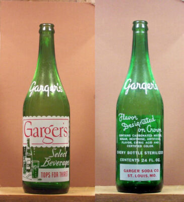 Garger's Select Beverages ACL 24 oz Green Soda Pop Bottle St Louis ...