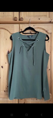 b41 ladies top primark green lace up size 18 good condition | eBay UK