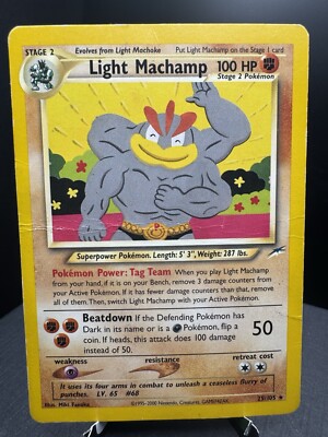 Pokemon TCG WOTC Neo Destiny Light Machamp 25/105 Non Holo Rare HP/DMG ...