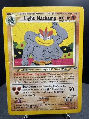 Pokemon TCG WOTC Neo Destiny Light Machamp 25/105 Non Holo Rare HP/DMG ...