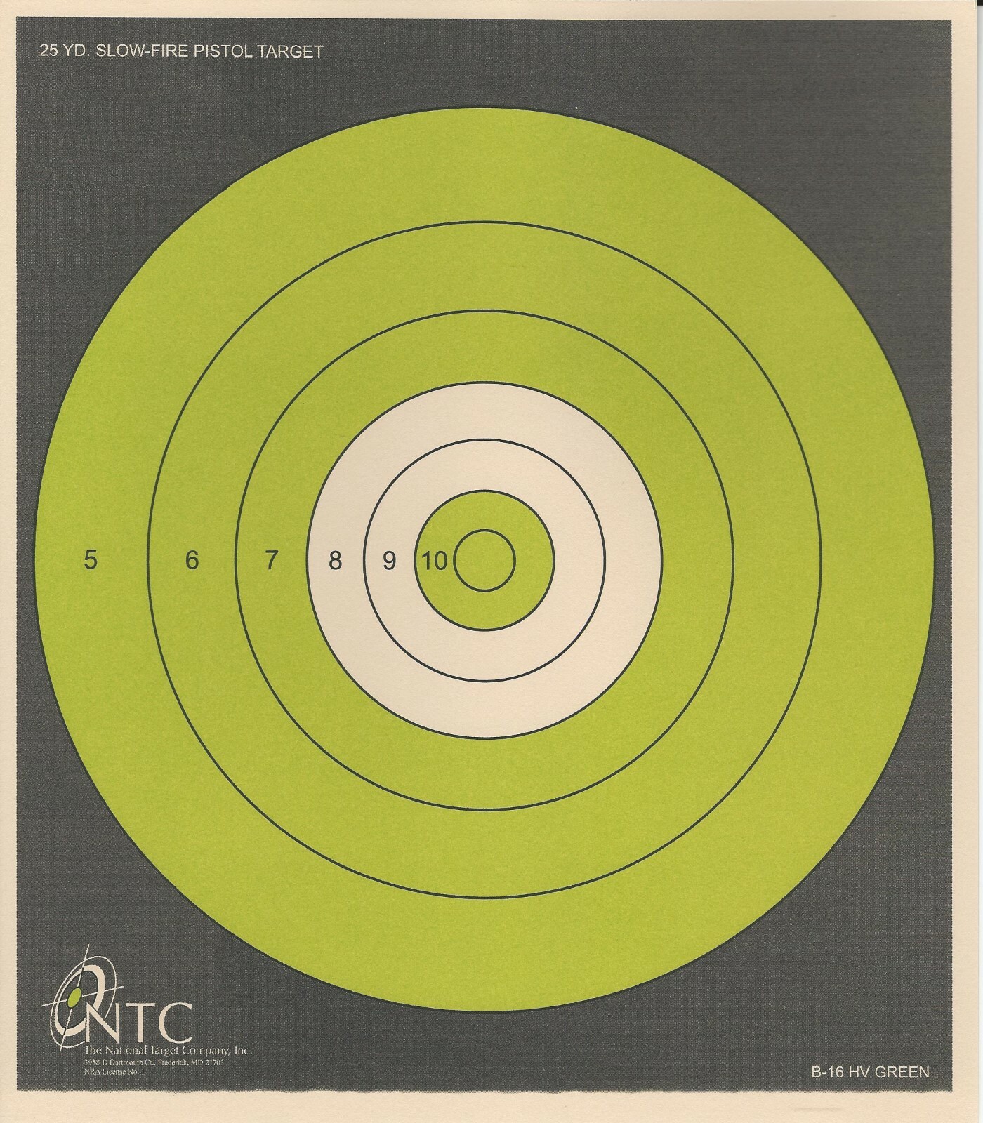 B16(HV)(green) 25 Yard Slow Fire Pistol Target (25) Tagboard | eBay
