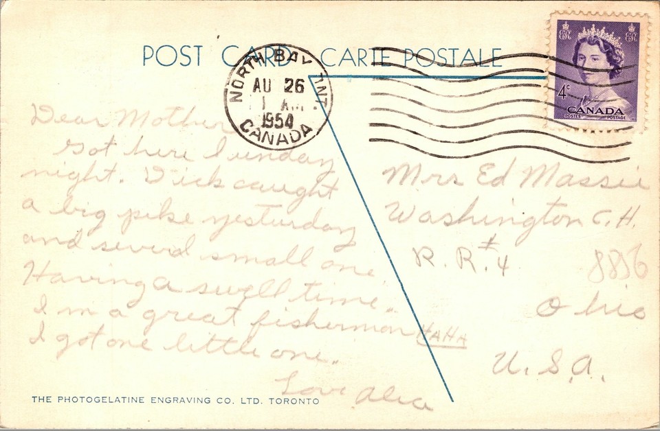 Wasi Falls Callander Ontario Canada Postcard used 1954 | eBay