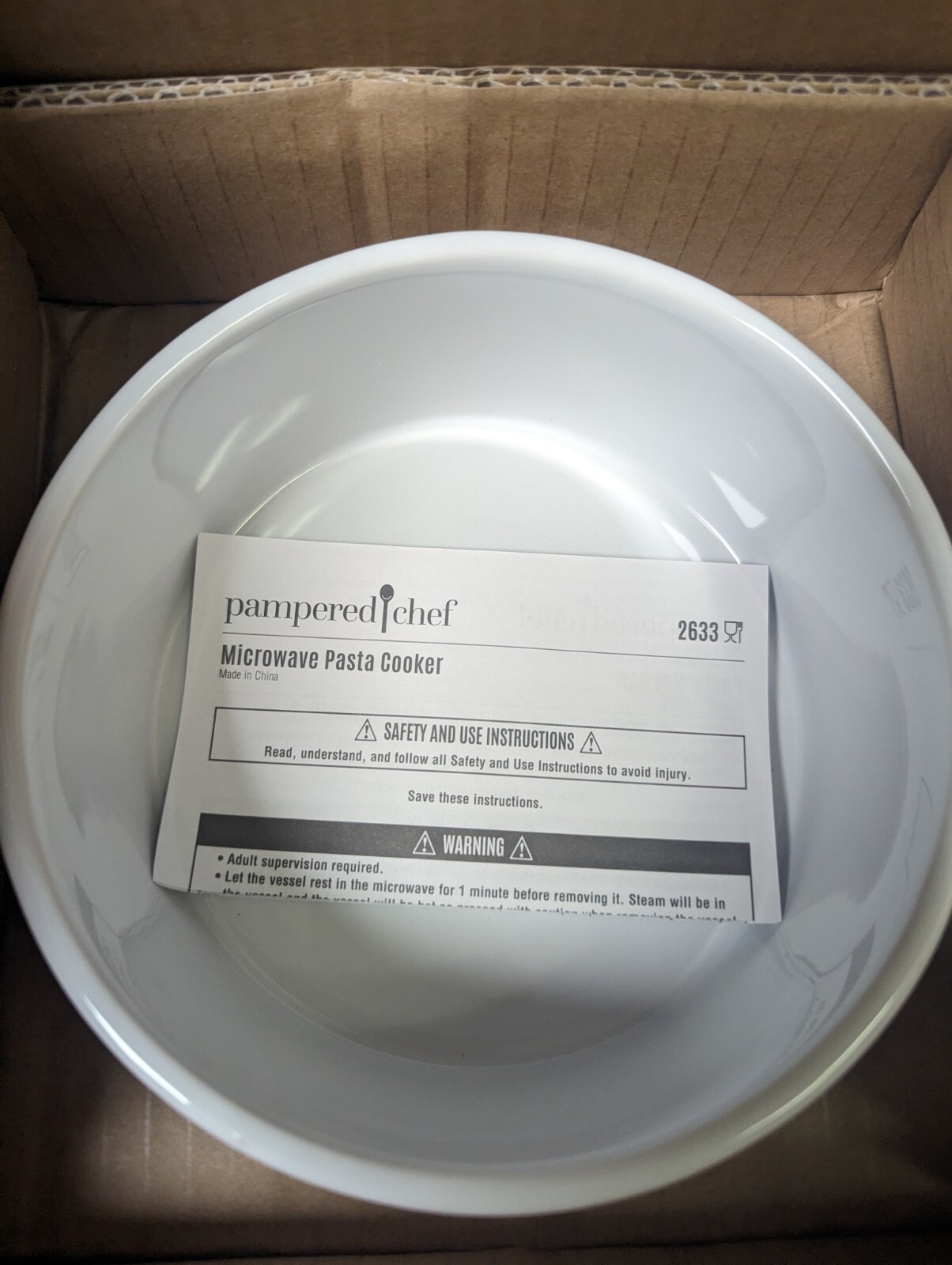 Brand New Pampered Chef Microwave White Pasta Cooker Red Lid #2633 ...