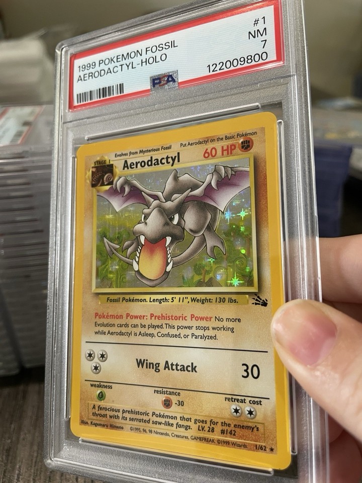 Pokémon TCG Aerodactyl Fossil Holo Rare Card 1/62 PSA 7 NM | eBay
