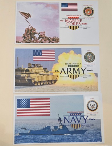 2025 USA Navy Army & Marine Corps First Day Covers / Lot of 3 DCP FDC ...