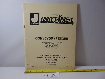 Jamesway J-Star Industries Book Farm Parts & Manual Conveyor Feeder ...