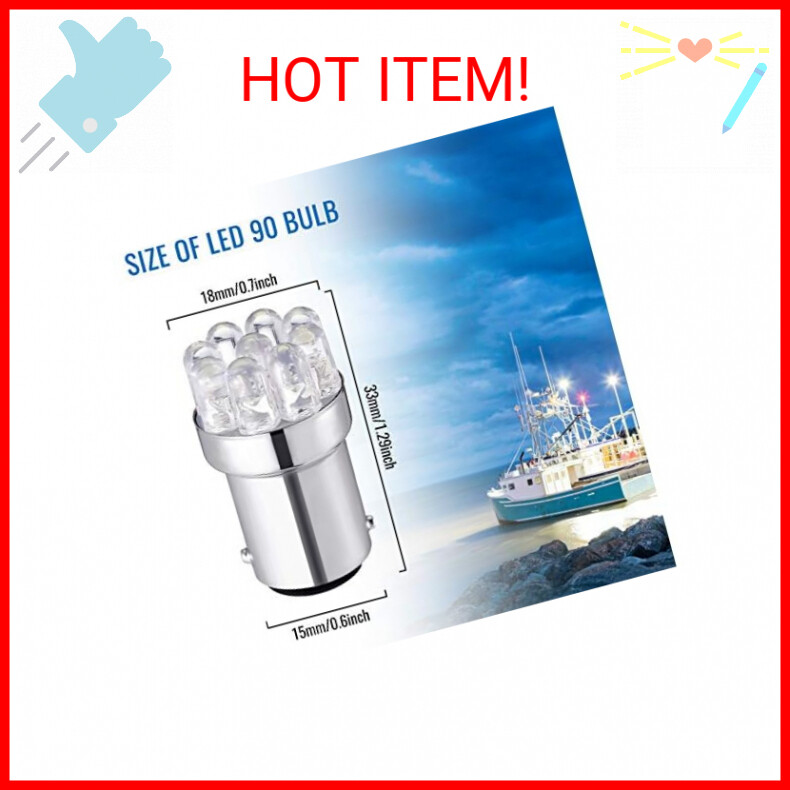 Honoson 4 Pieces LED 90 Bulb 1004 Marine LED Replacement Bulb BA15D LED ...