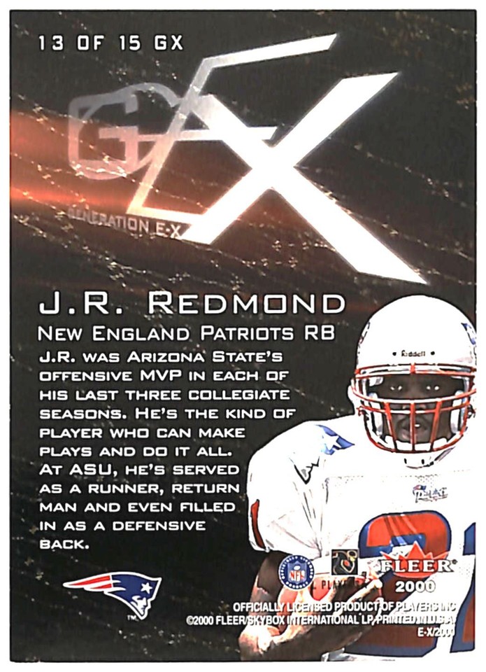 2000 Fleer E-X Generation #13GX J.R. Redmond Rookie New England ...