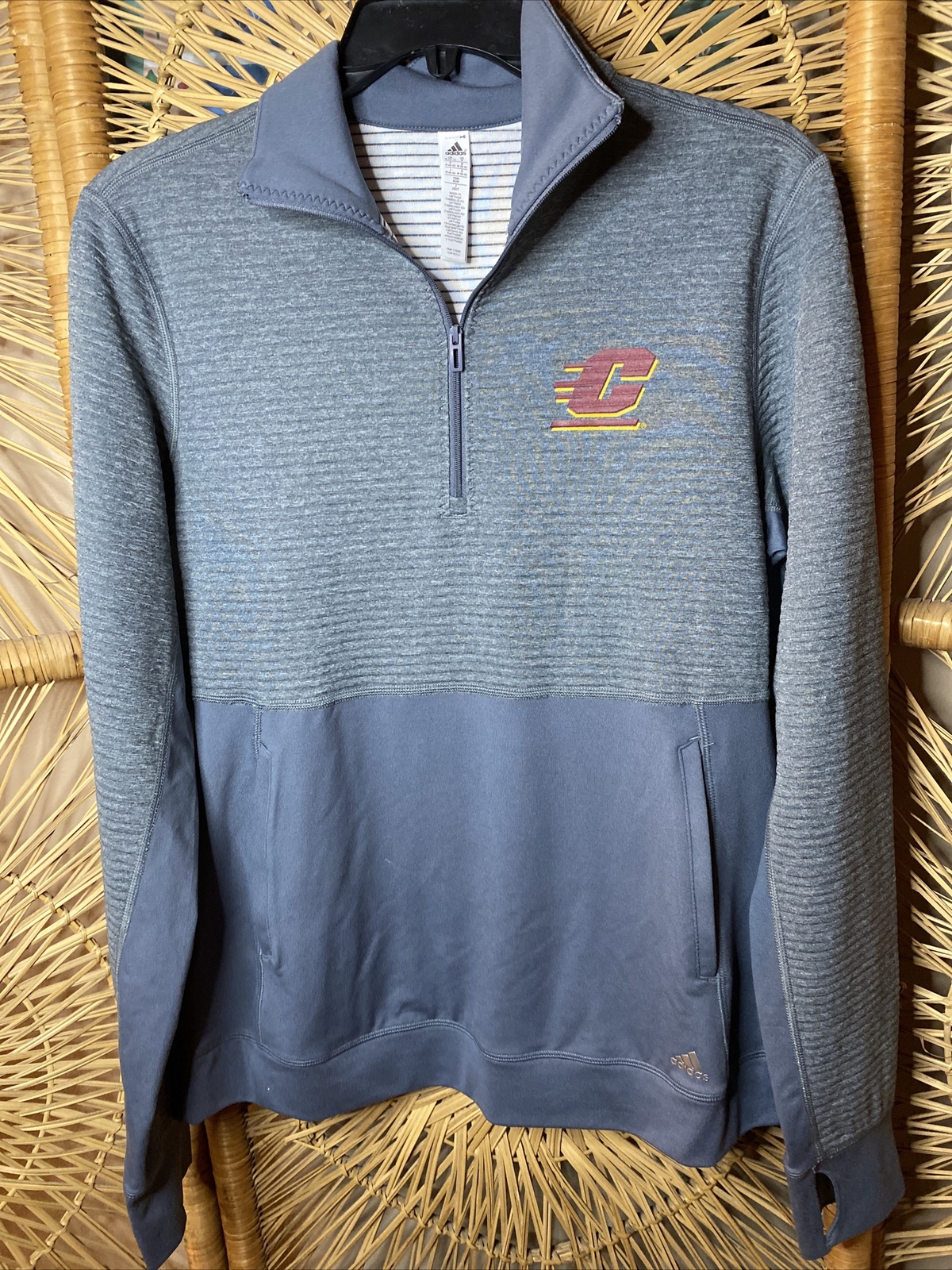 Adidas Gray CMU Flying C Long Sleeve Pullover With 1/4 zip Womens ...