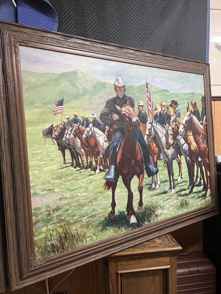 Huge Union Soldiers Oil Painting On Canvas Battle Cavalry 36x48 ...