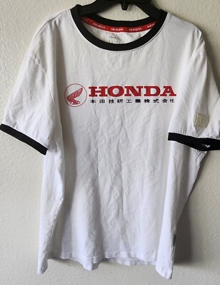 HONDA RACING SHIRT BIG LOGO SHIRT MOTORSPORT JERSEY MENS WHITE szXL/L ...