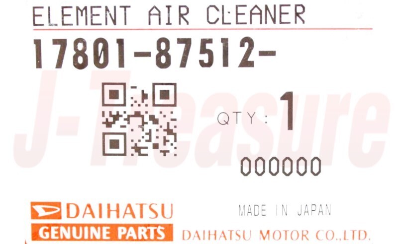 Genuine Daihatsu HIJET S80 S83 S100 Engine Air Filter 17801-87512 for ...