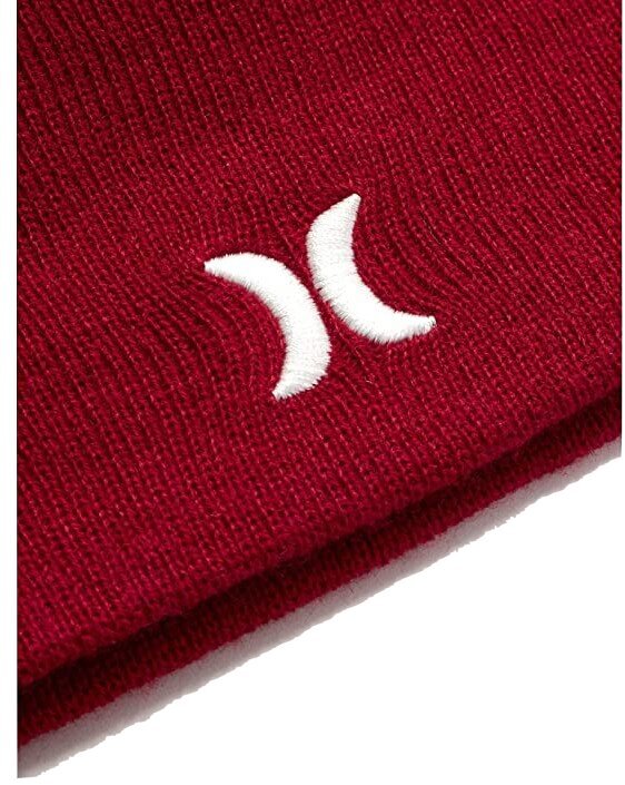 NEW with TAGS Hurley Icon Staples Beanie Red White Embroidered Logo One ...