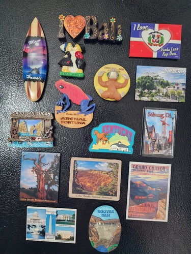 Lot of 15 REFRIGERATOR SOUVENIR MAGNETS Travel Destinations US & Abroad ...