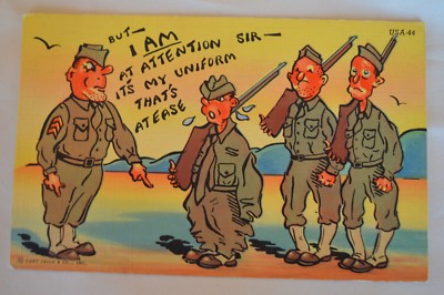 VTG Comical Military PostCard Sloppy Uniform Postmarked Nov 7 1943 Free ...